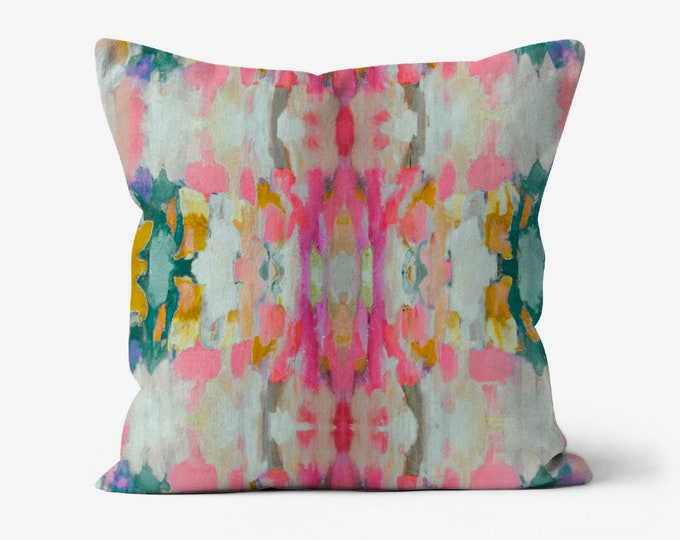 Multi Color Abstract Watercolor Pillow Cover / 10 X 20 Horizontal View ...