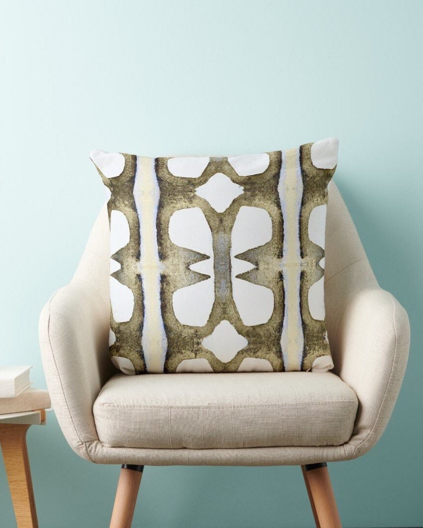 Nala Boho Chic Abstract Art Throw Pillow - Luxe Decorative Cushion in ...