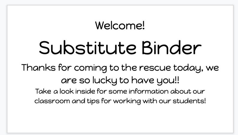 Substitute Binder Template - Etsy