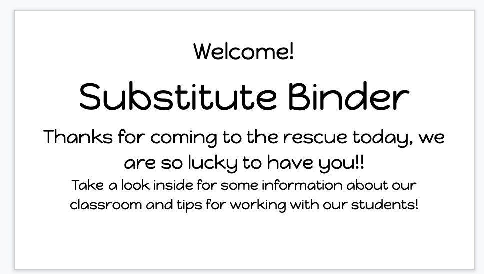 Substitute Binder Template - Etsy