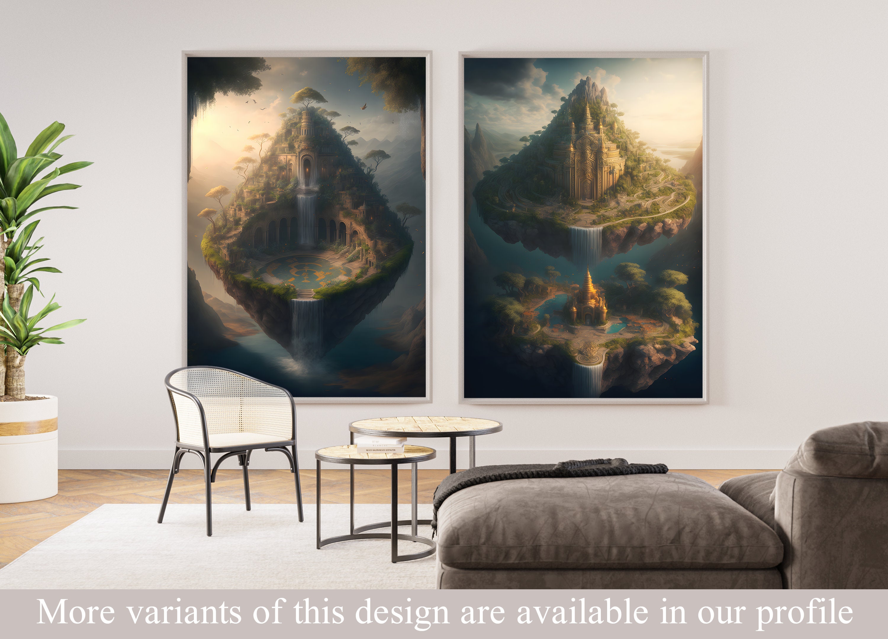 Floating Island of Babylon Poster Print Landscape Digital - Etsy