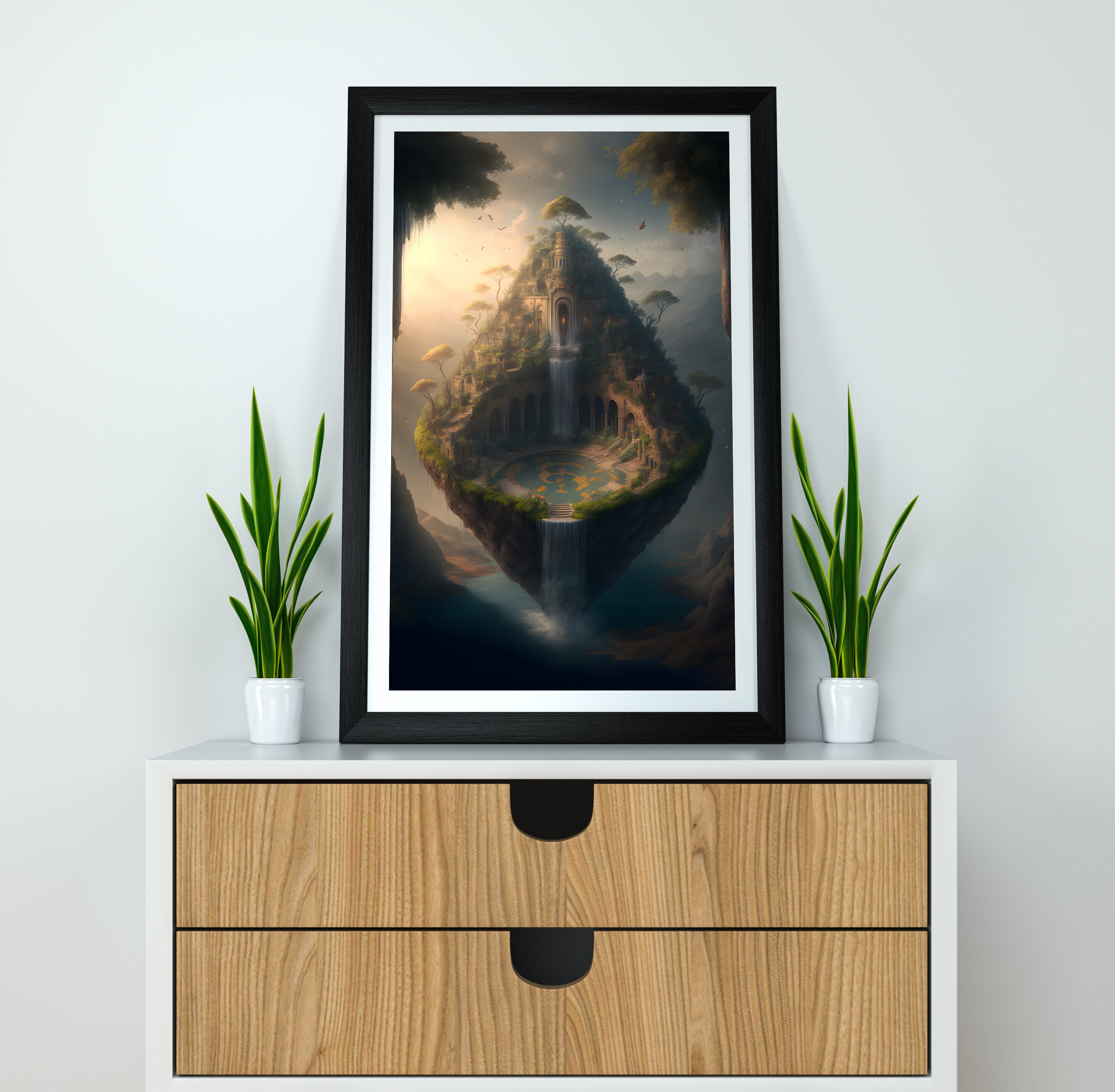 Floating Island of Babylon Poster Print Landscape Digital - Etsy