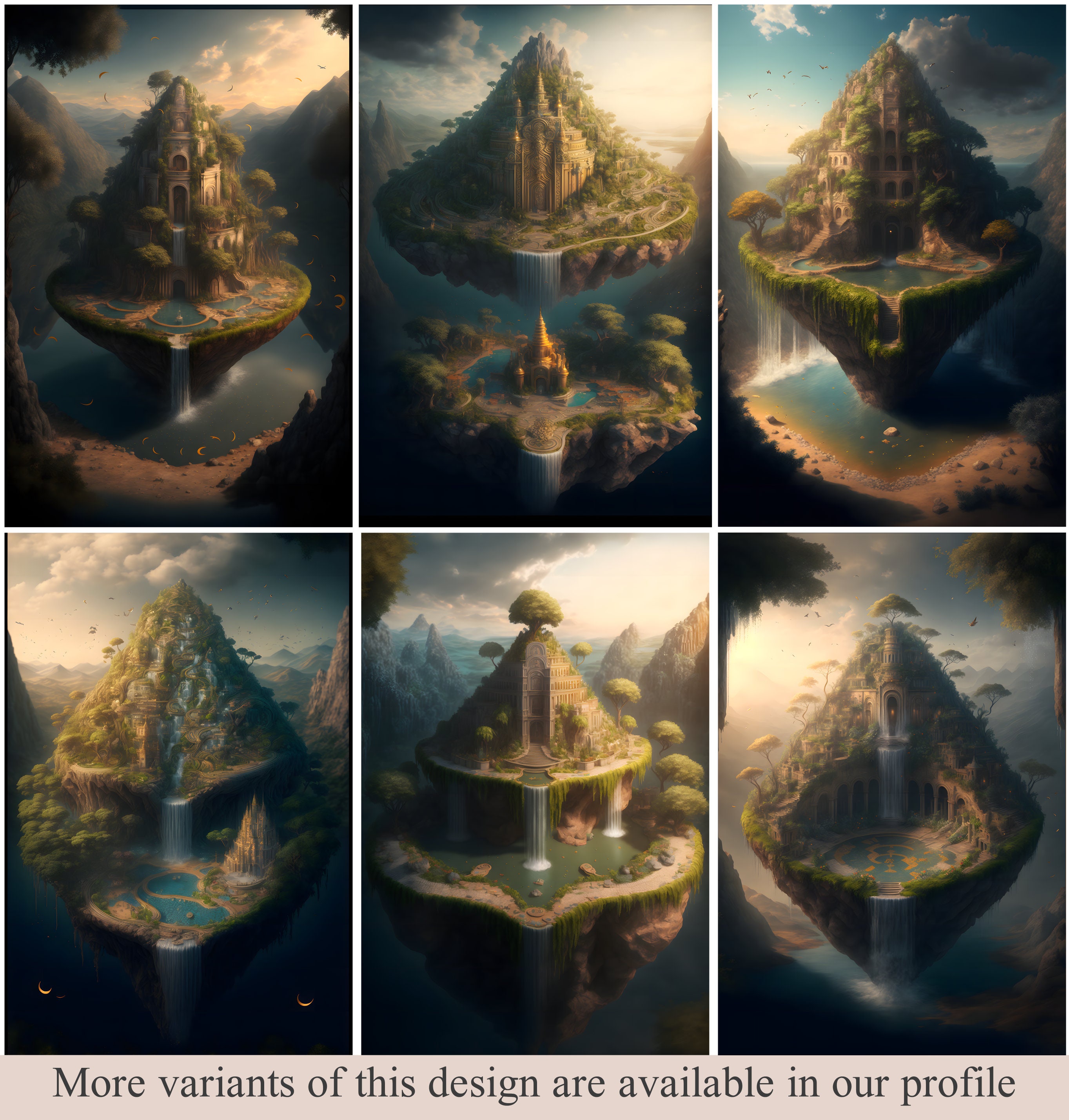 Floating Island of Babylon Poster Print Landscape Digital - Etsy