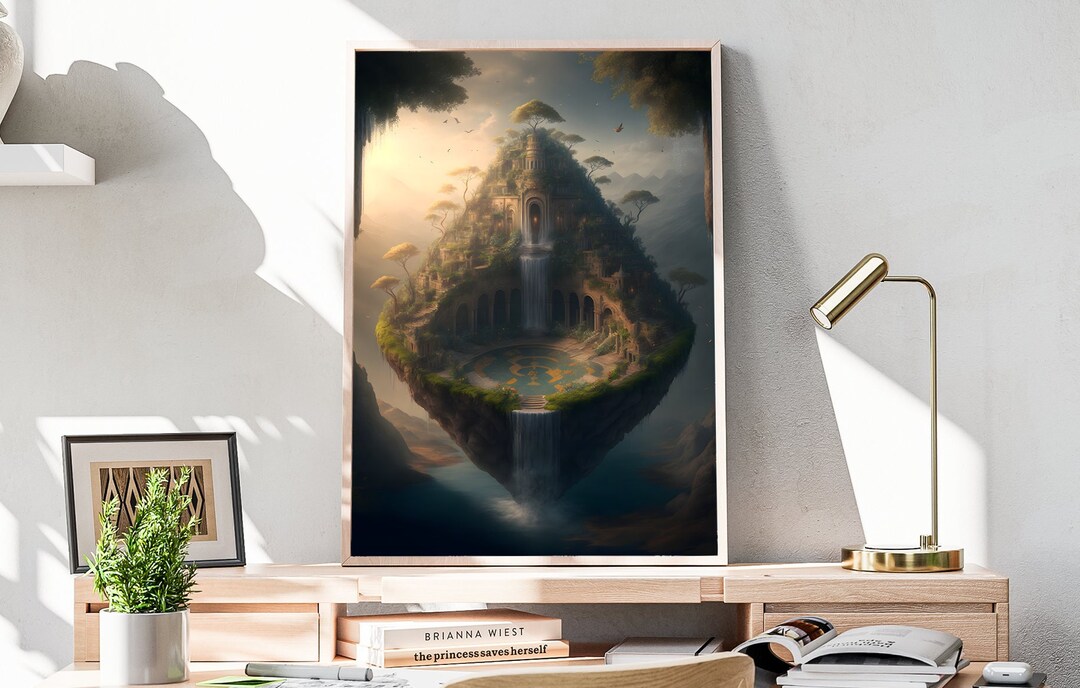Floating Island of Babylon Poster Print Landscape Digital - Etsy