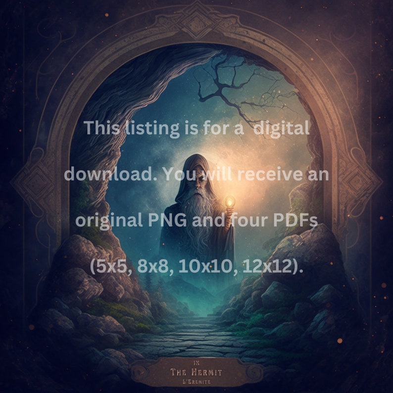 Tarot Card Wall Art, the Hermit, Digital Print Download - PNG and PDF ...