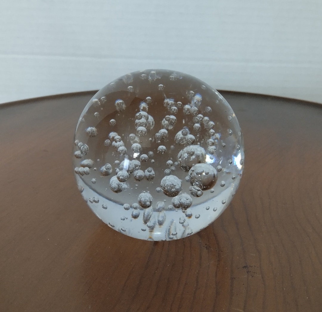Vintage Clear Glass Controlled Bubble Paperweight - Etsy