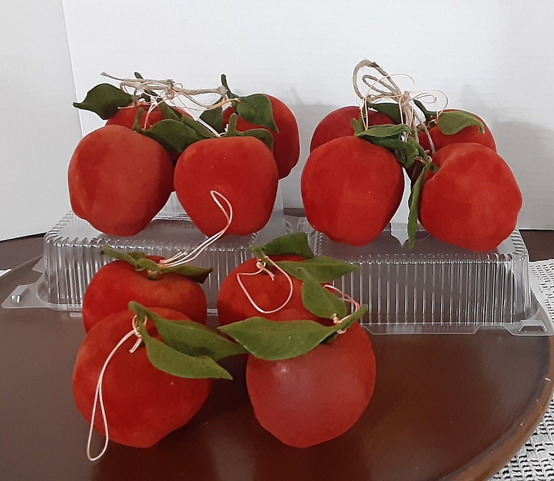 SUPER RARE!!!! Vintage 1950s Flocked Apple Christmas Ornaments, Set of ...