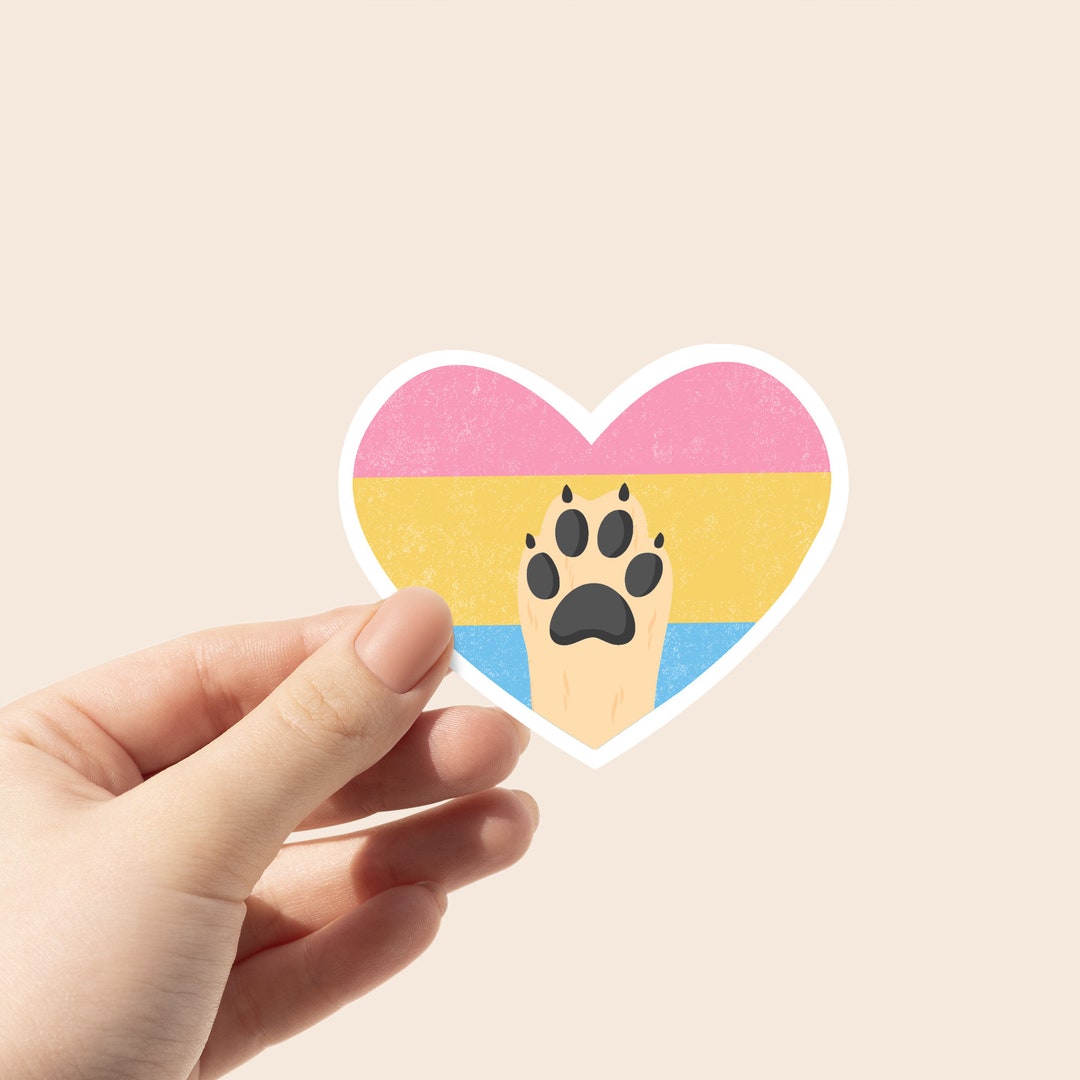 Pansexual LGBTQ Pride Dog Pawprint Heart Vinyl Sticker - Etsy