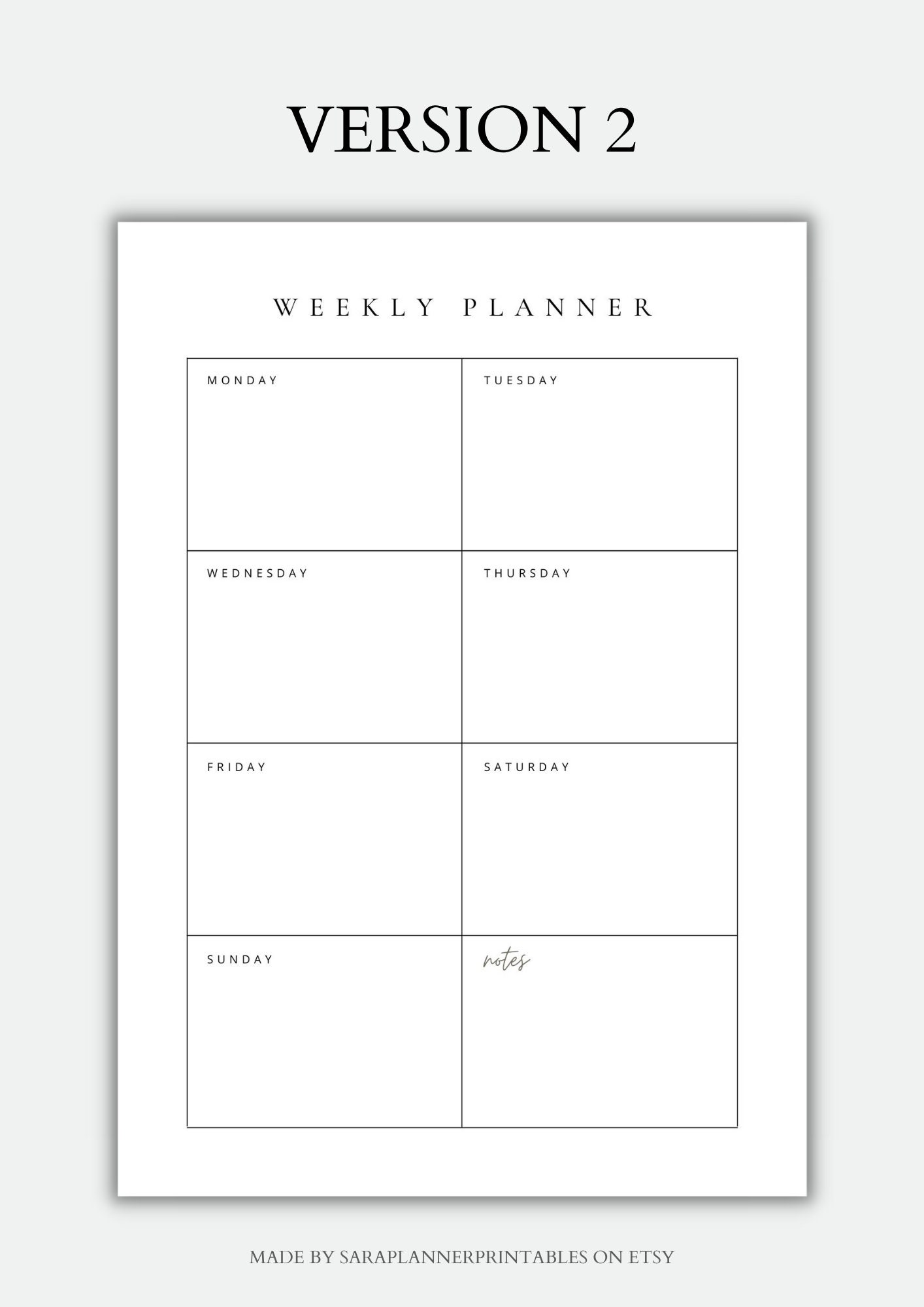 Simple Weekly Planner Printables, Minimalist Weekly Planner Template ...