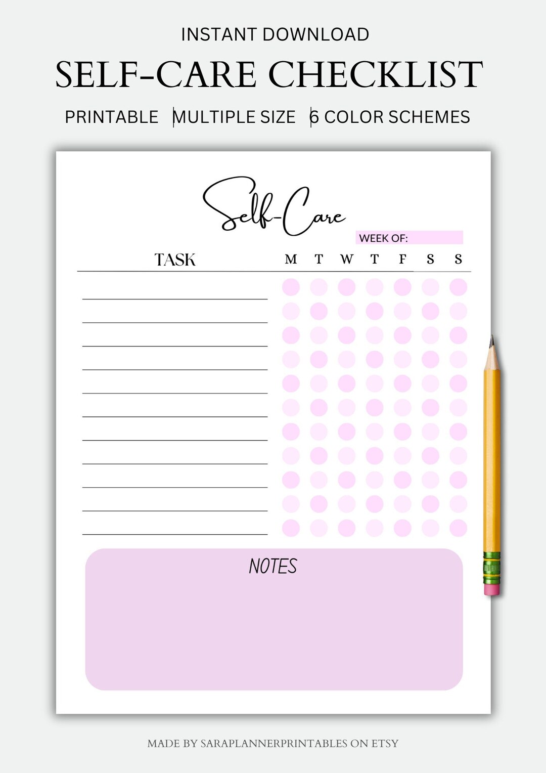 Self Care Checklist, Routine Printables, Printable Digital PDF Wellness ...