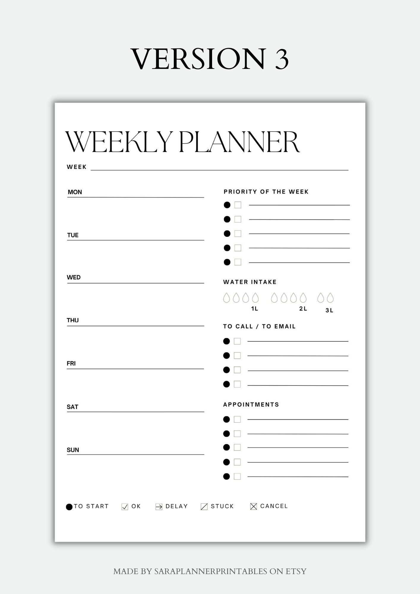 Simple Weekly Planner Printables, Minimalist Weekly Planner Template ...