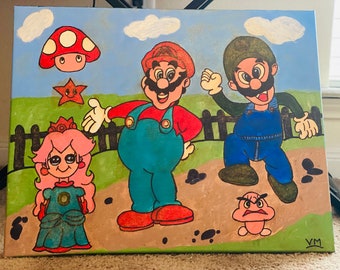 Mario Acrylic Painting - Etsy