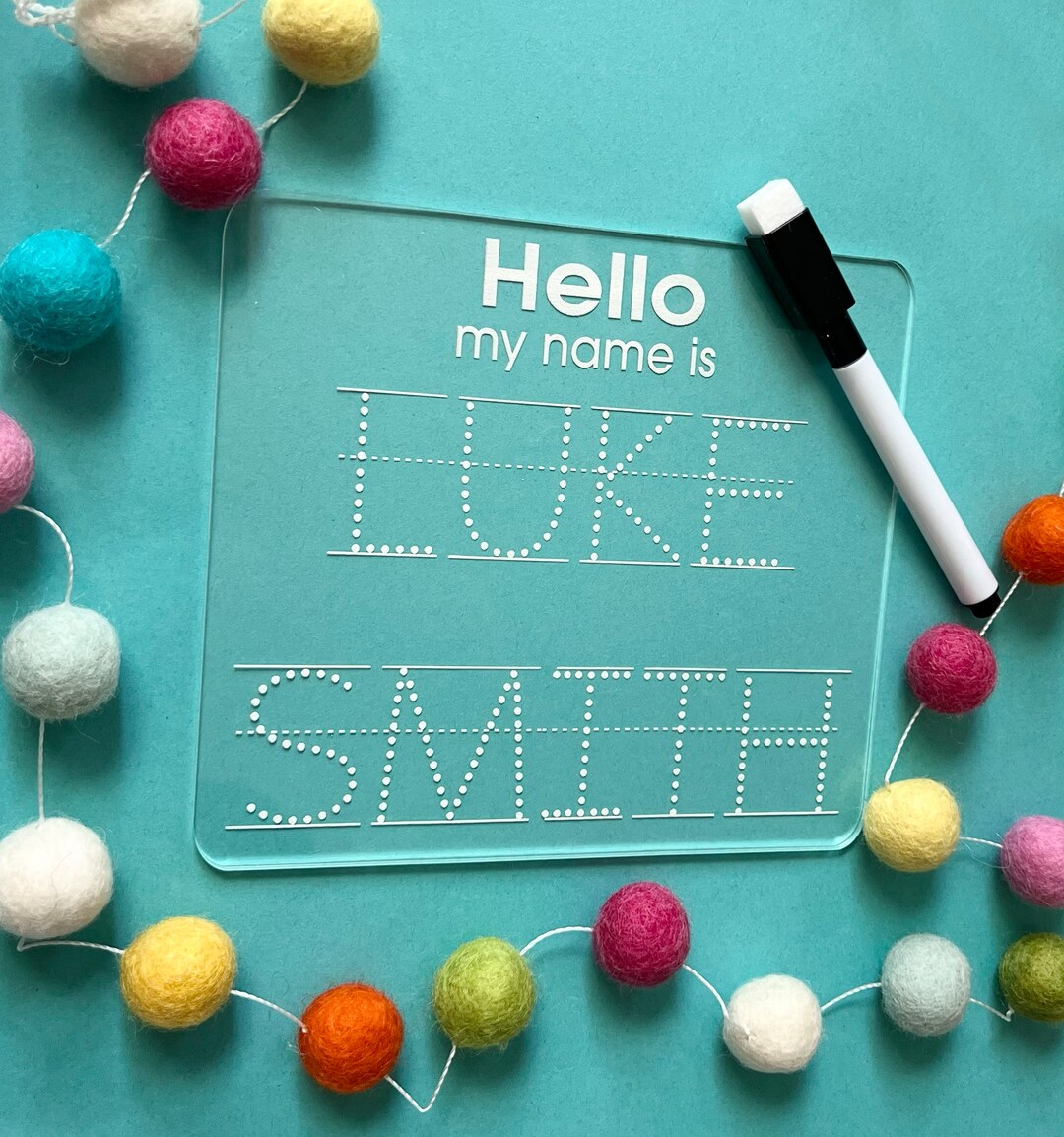 Hello My Name is Sign, Name Tracing Board, Name Trace Sign, Dry Erase ...