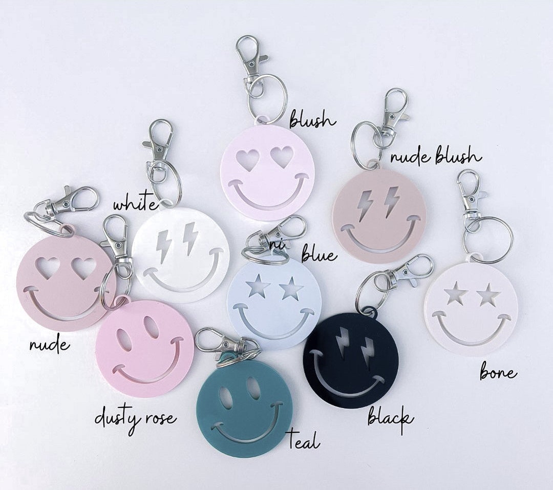 Smiley Keychain, Smiley Face Keychain, Key Ring, Key Chain, Retro - Etsy
