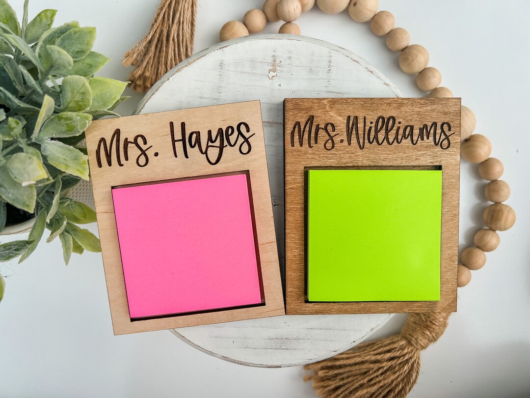 Post It Note Holder, Personalized Gift, Engraved Gift, Teacher Gift ...