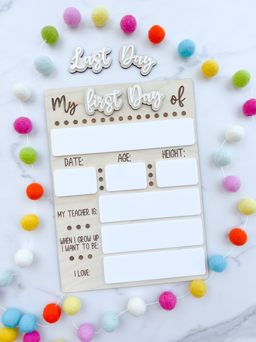 First Day of School Sign, Interchangeable First Day and Last Day Sign ...