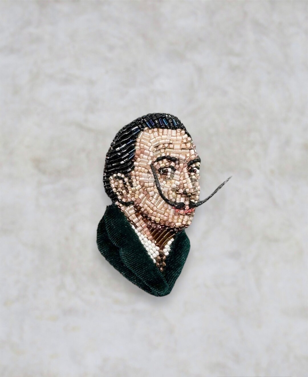 Salvador Dali Custom Embroidered Portrait , Beaded Brooch - Etsy
