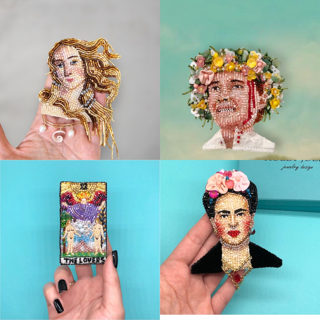 Custom Embroidered Portrait , Portrait From Photo , Beaded Brooch ...