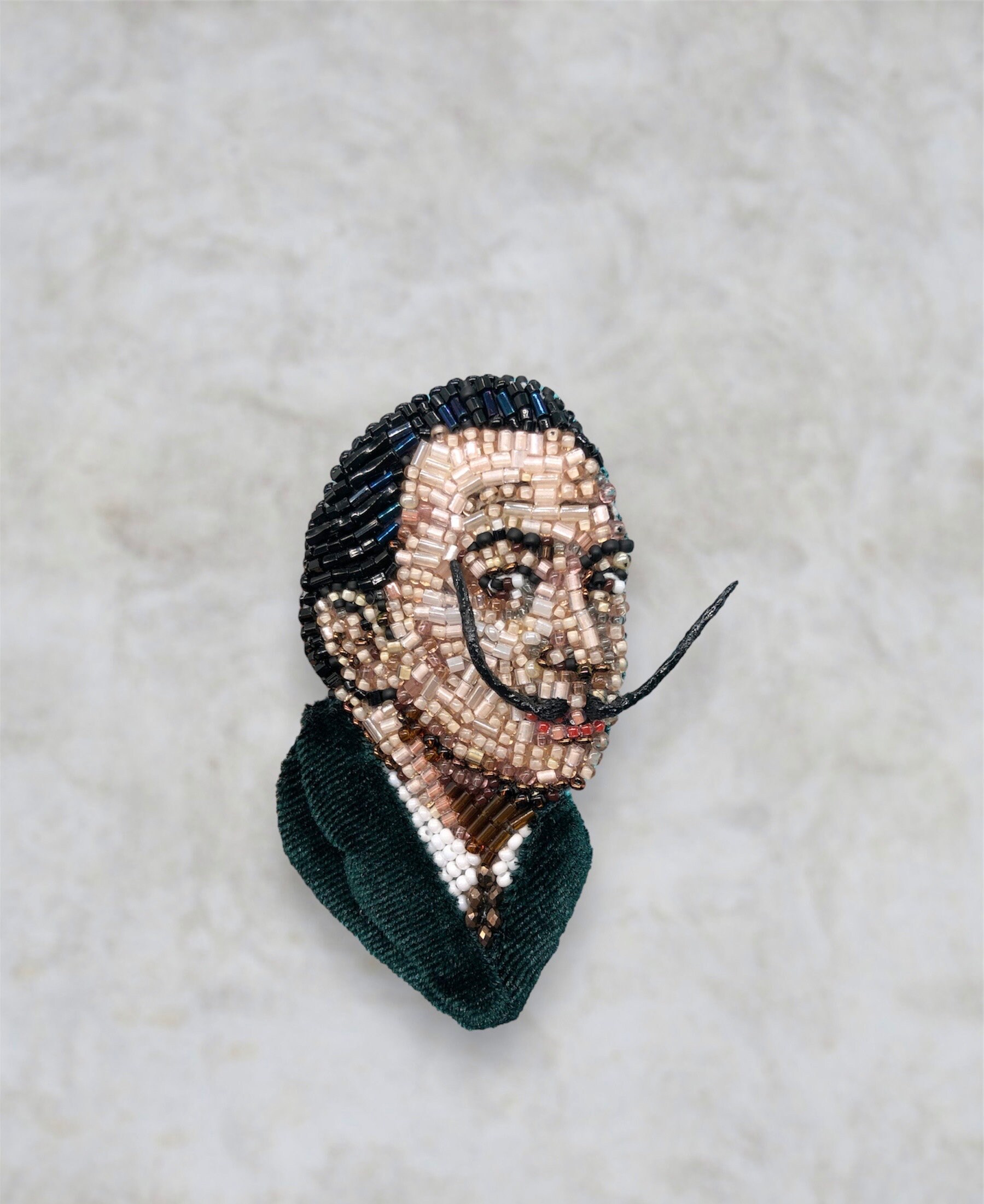 Salvador Dali Custom Embroidered Portrait Beaded Brooch - Etsy