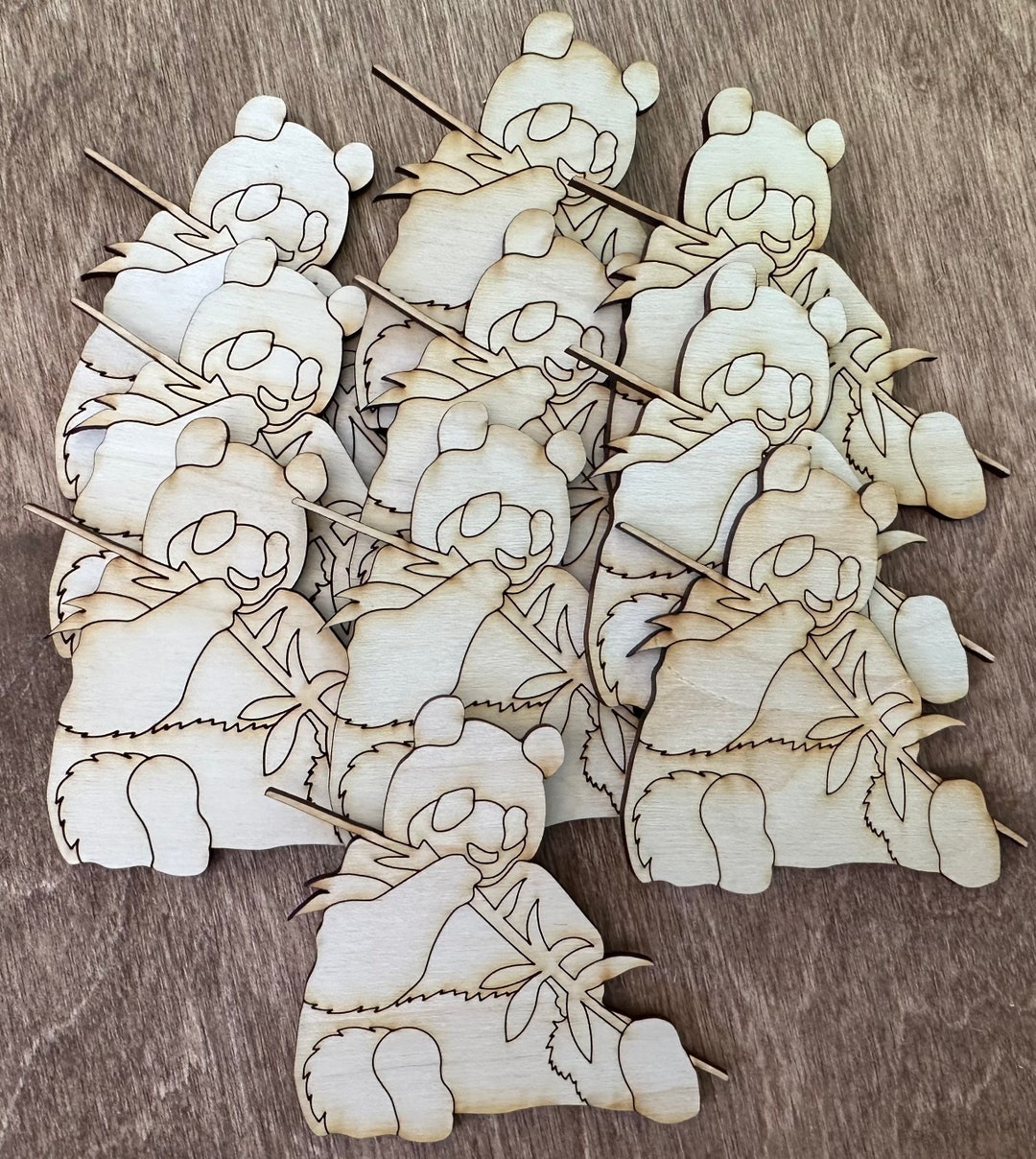 Laser Cut Pandas With Bamboo for Crafts, Laser Cut Panda Shapes Shapes ...