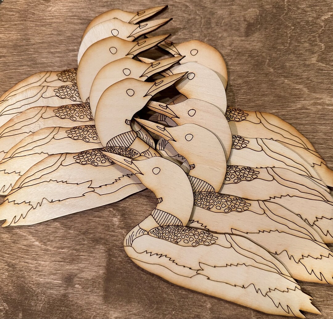 Laser Cut Decorative Wood Loons for Crafts, Loon Blanks for Crafting ...