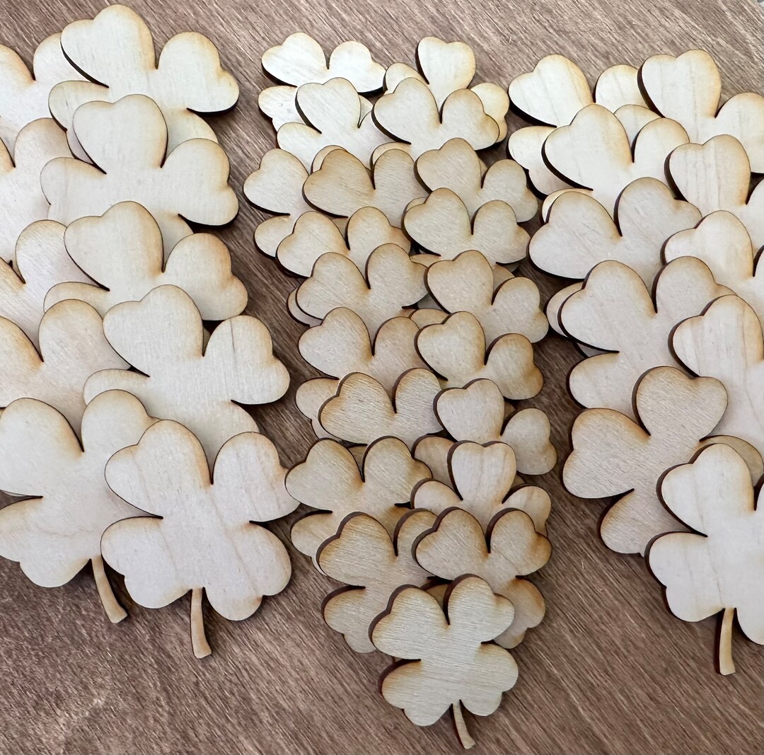Laser Cut Shamrock Blanks for Crafts, Laser Cut Shapes, Small Shamrocks ...
