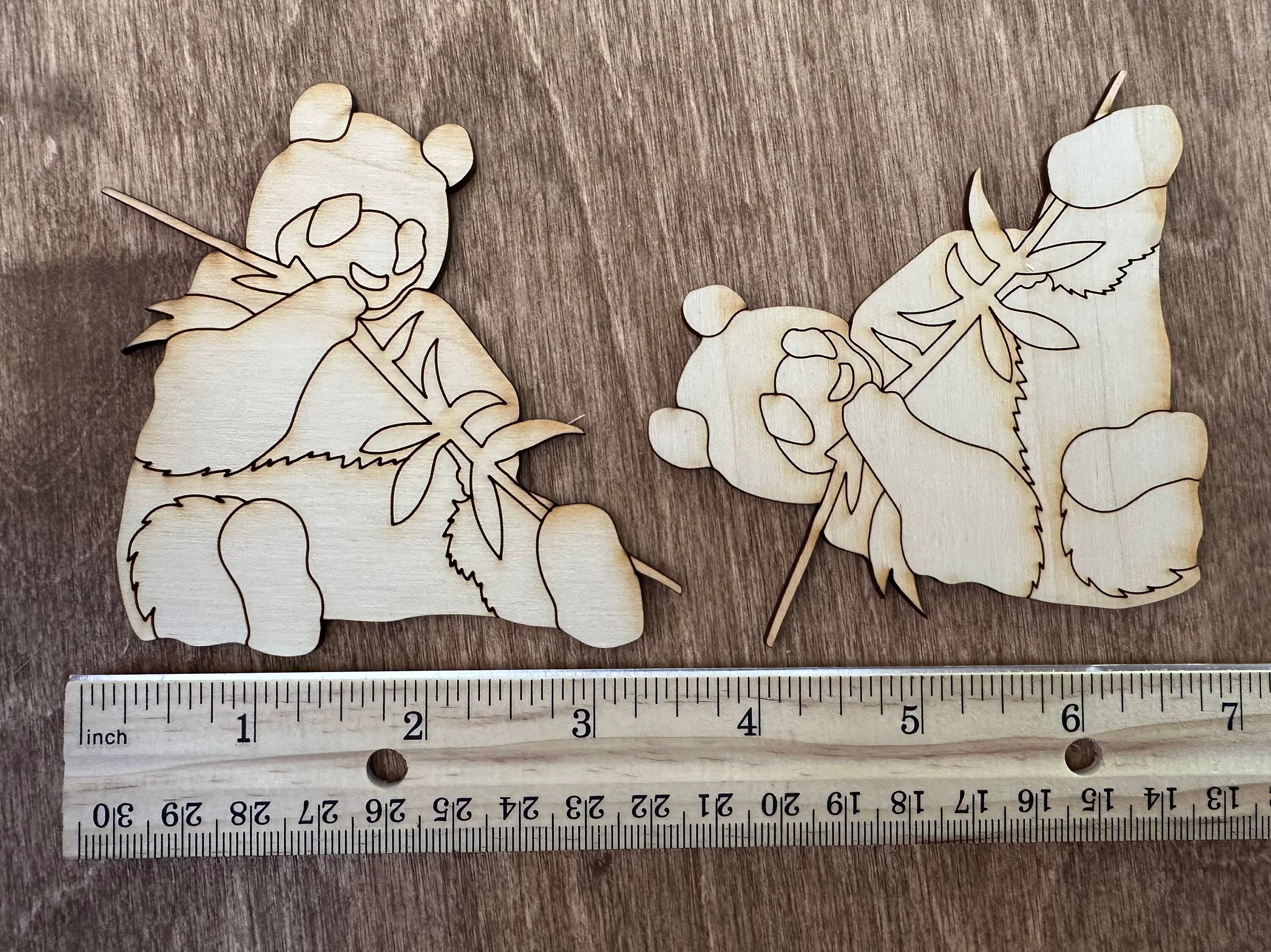 Laser Cut Pandas With Bamboo for Crafts, Laser Cut Panda Shapes Shapes ...
