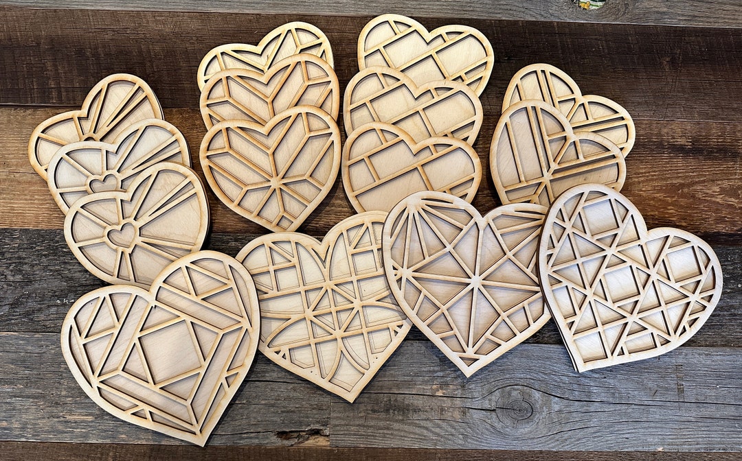 Laser Cut Heart Mosaics for Crafts, Mosaic Hearts for Crafting DIY ...