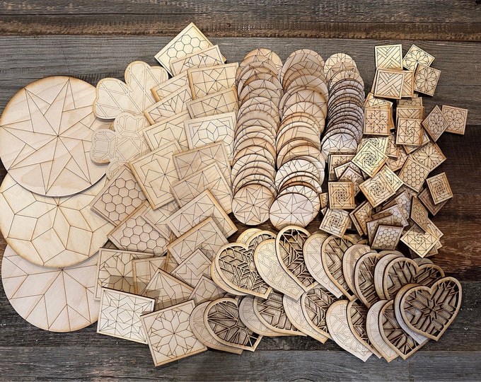 Bulk Laser Cut Barn Quilt Pattern Mosaics for Crafts, Mosaic Rounds for ...