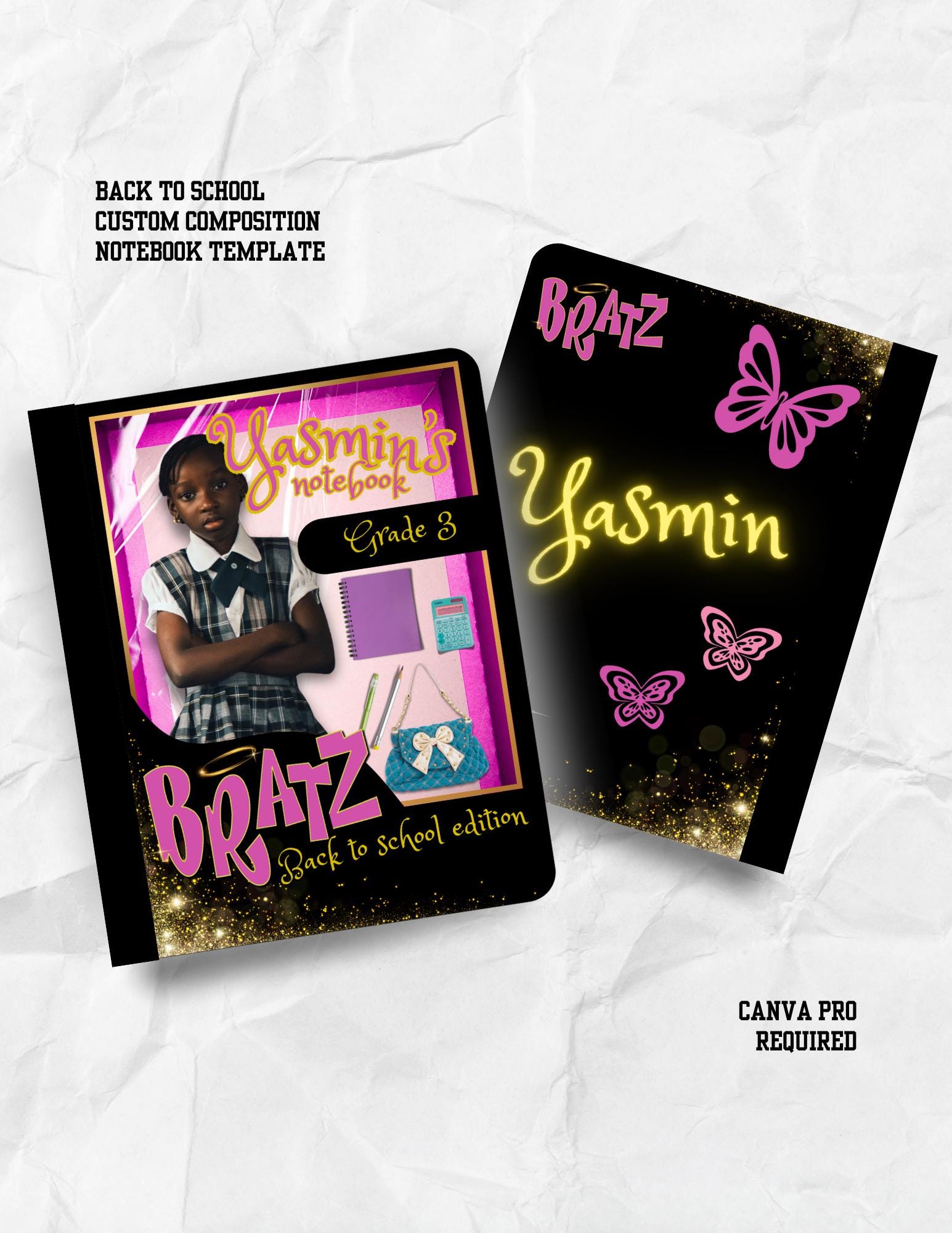 Editable Composition Book Covers: Back to School DIY Design (canva Pro ...