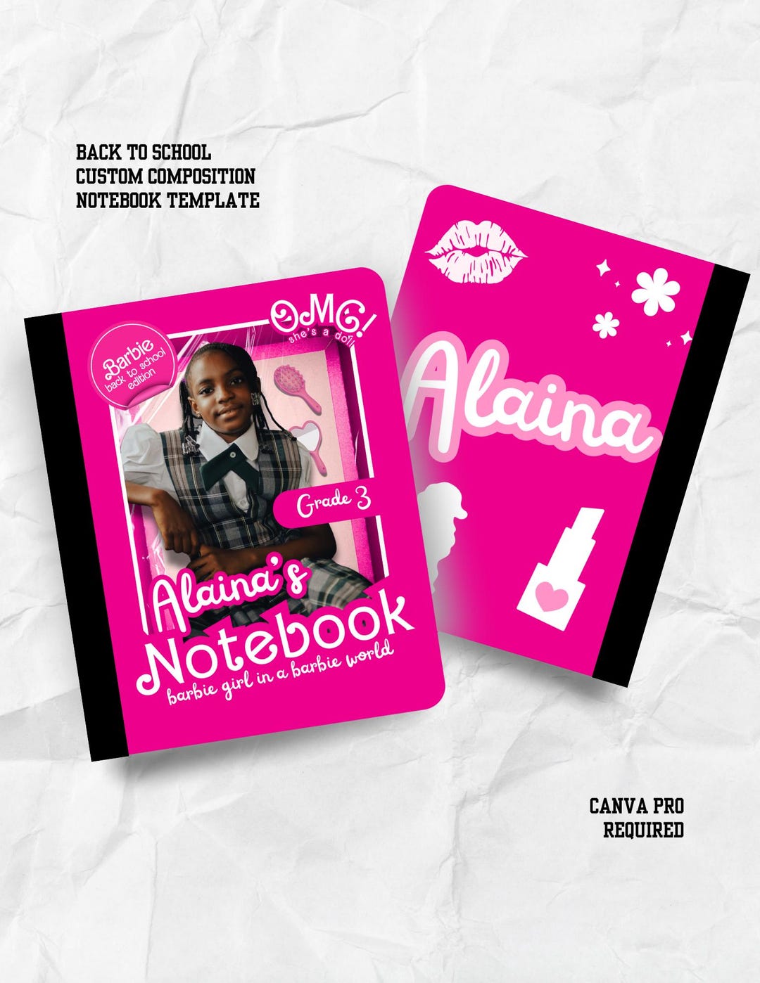 Editable Composition Book Covers: Back to School DIY Design (canva Pro ...