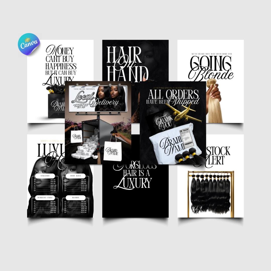 Editable Hair Bundles Flyer Template: Salon Marketing (canva DIY) - Etsy