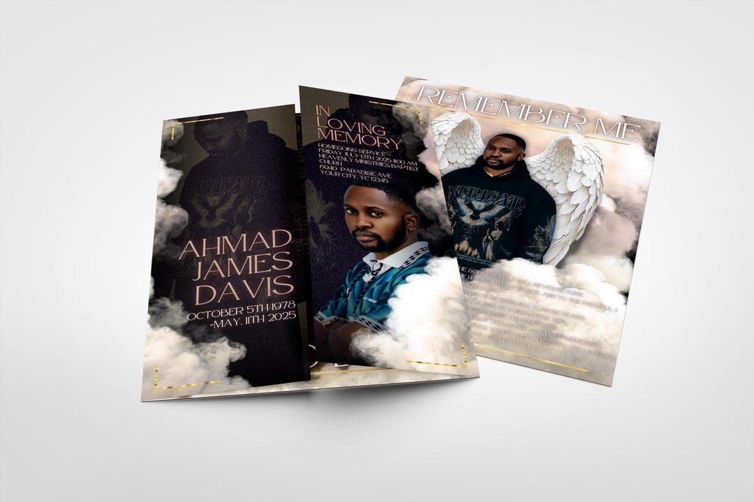 Elegant Brown Funeral Program: Gate Fold Memorial Brochure (canva ...