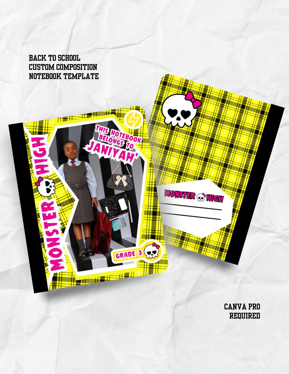 Editable Composition Book Covers: Back to School DIY Design (canva Pro ...
