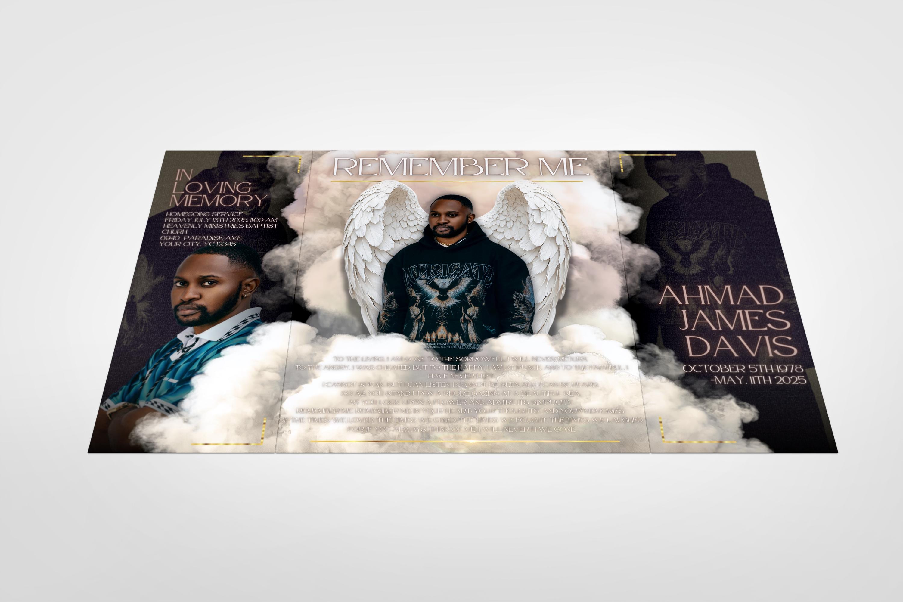 Elegant Brown Funeral Program: Gate Fold Memorial Brochure (canva ...