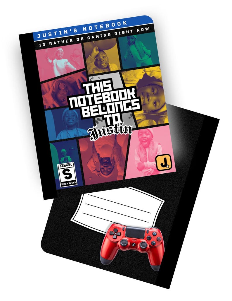 Video Game Composition Book Cover Templates: DIY Student Notebook ...