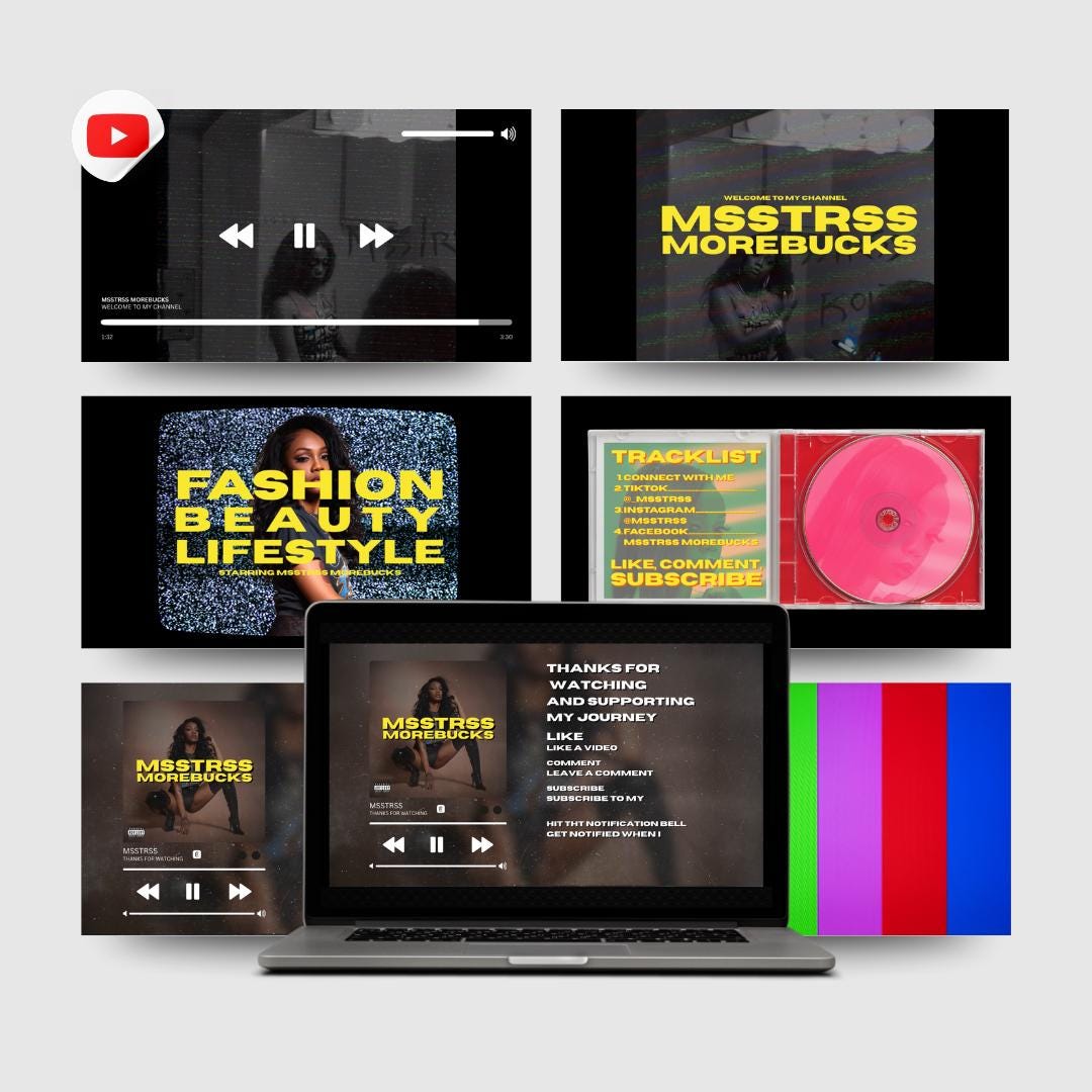 Music Video Inspired Youtube Intro Branding Kit: Editable Canva ...