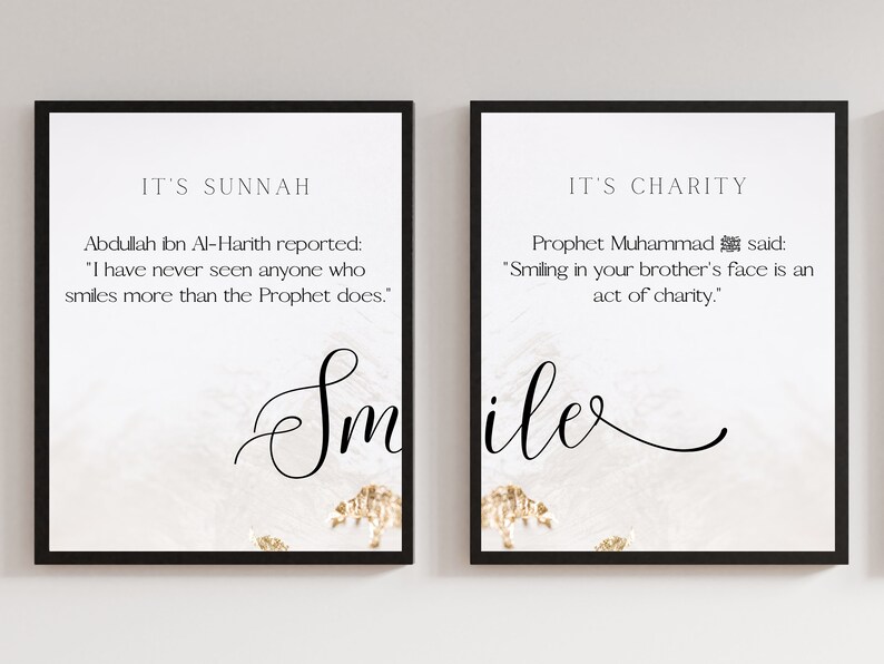Smile It's Sunnah Hadith Wall Art Set of 2 Islamic - Etsy