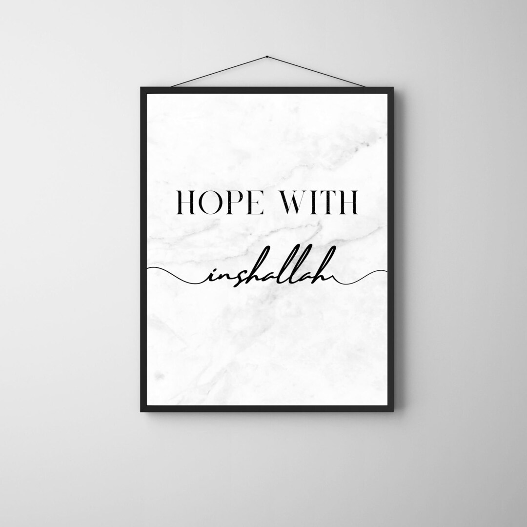 Hope With Inshallah Islamic Wall Art, Muslim Home Decor, Modern Islamic ...