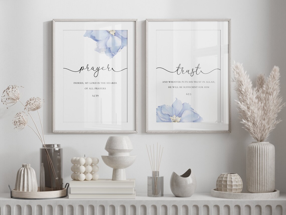 Quran Quotes Set of 2, Islamic Printable Wall Art, Motivational Islamic ...