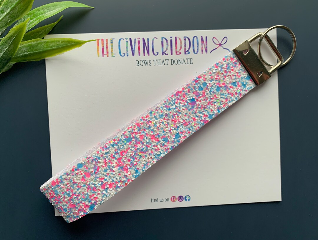 Blue Pink and White Chunky Glitter Keychain That Donates to Charity - Etsy
