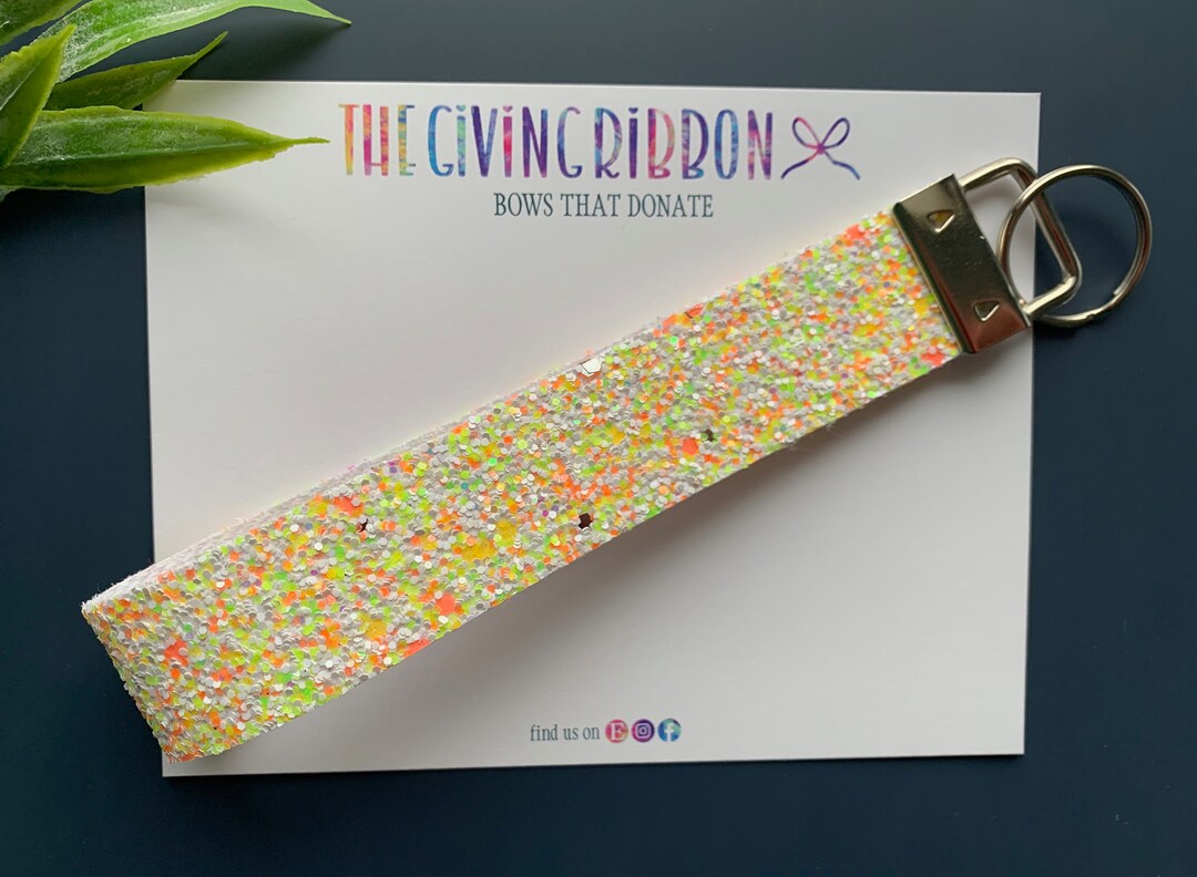 Neon Citrus Orange and Yellow Chunky Glitter Keychain That Donates to ...