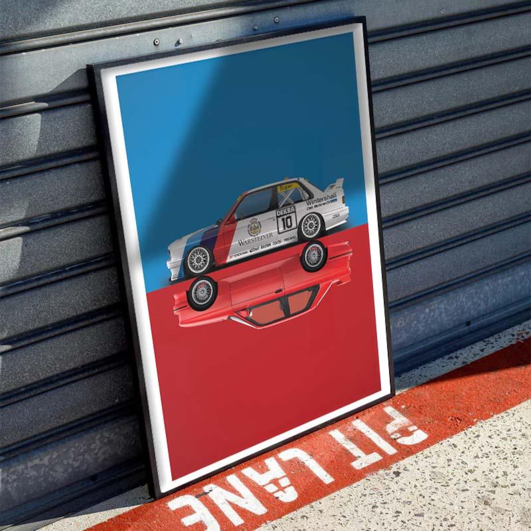 BMW E30 M3 Race Poster Decoration for Car Lovers Mpower, Vintage Bmw ...