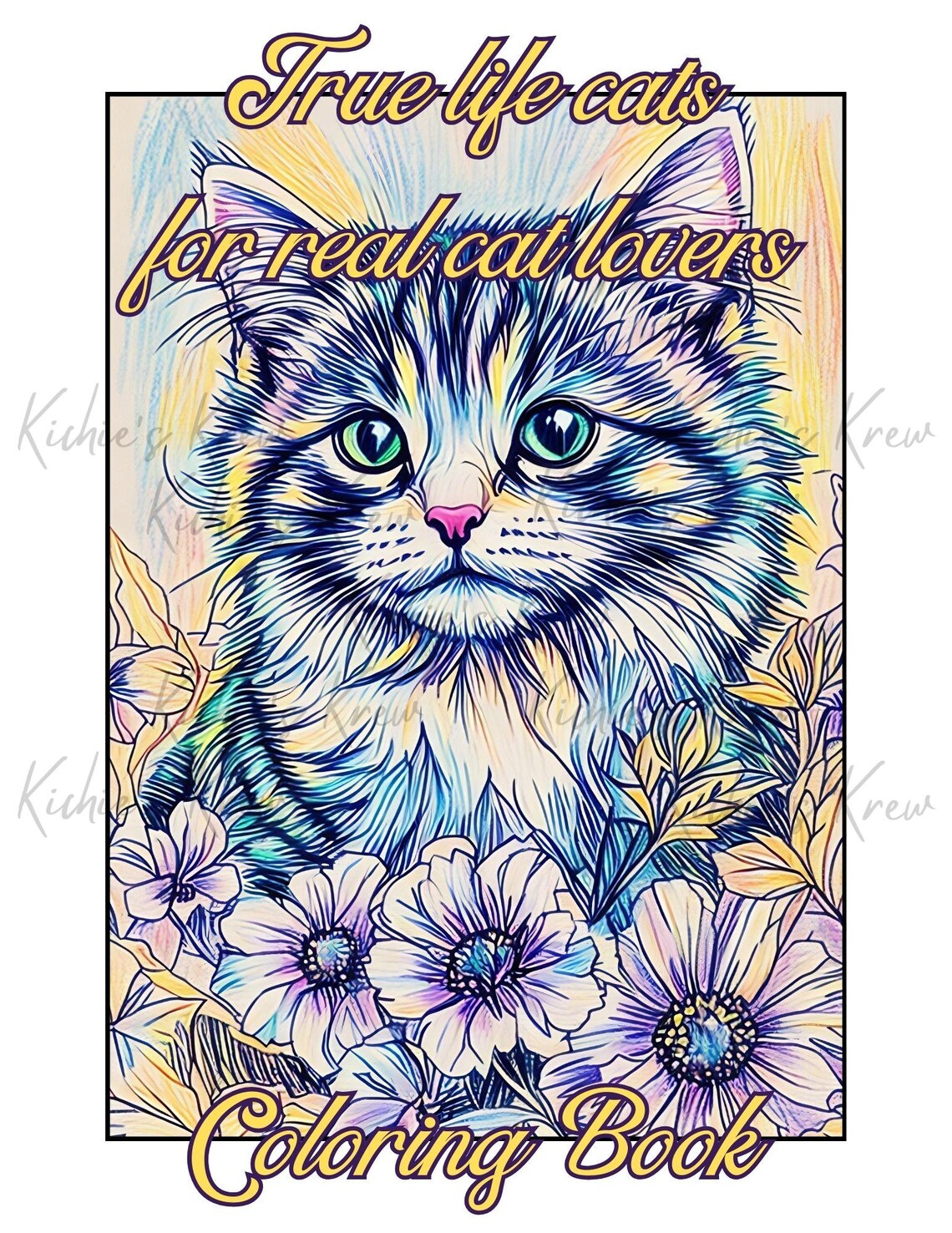 Purffectly Adorable Digital Coloring Book Realistic Cat Drawings for ...