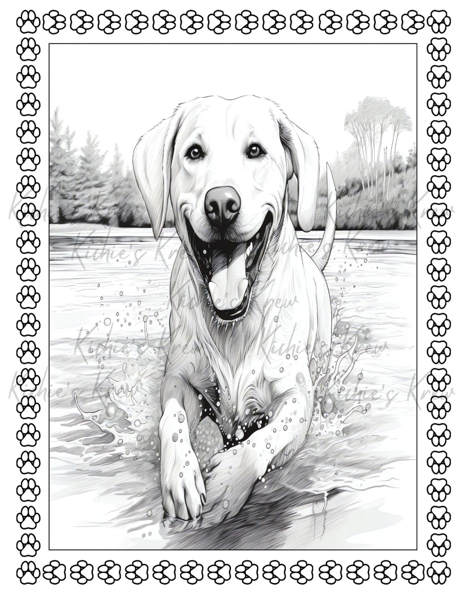 Pawsitively Adorable Digital Coloring Book Realistic Dog Drawings for ...