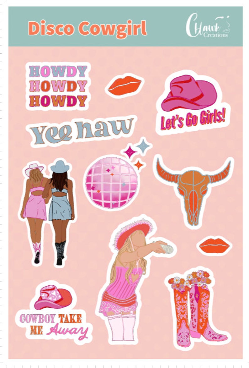 Disco Cowgirl Sticker Sheet - Etsy