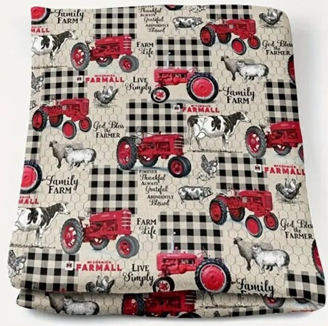 IH Farmall Farm Tractor Print Flannel Blanket, Soft Warm Throw for ...