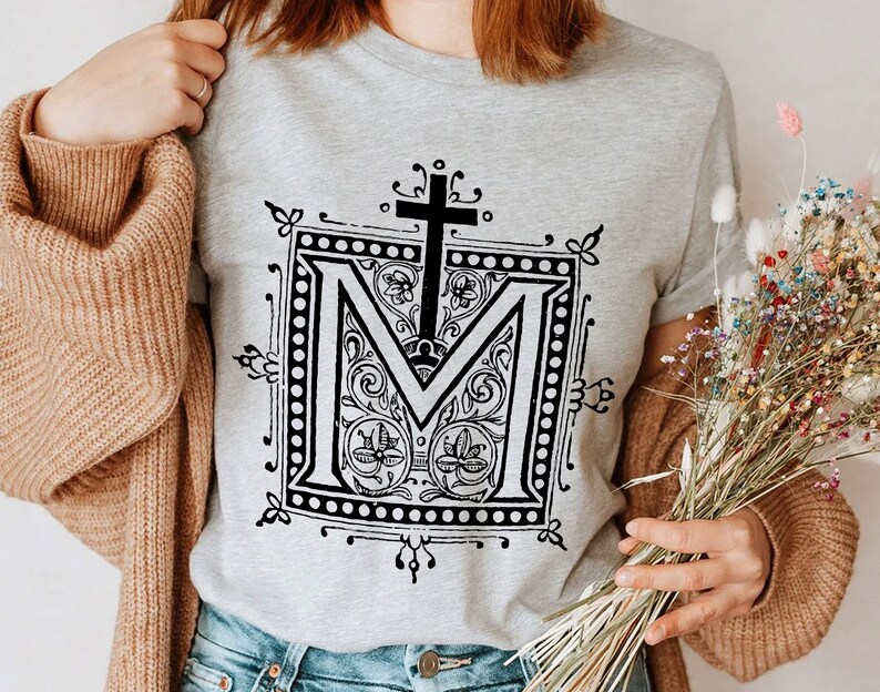 Marian Cross Shirt Blessed Virgin Mary Shirt Miraculous - Etsy