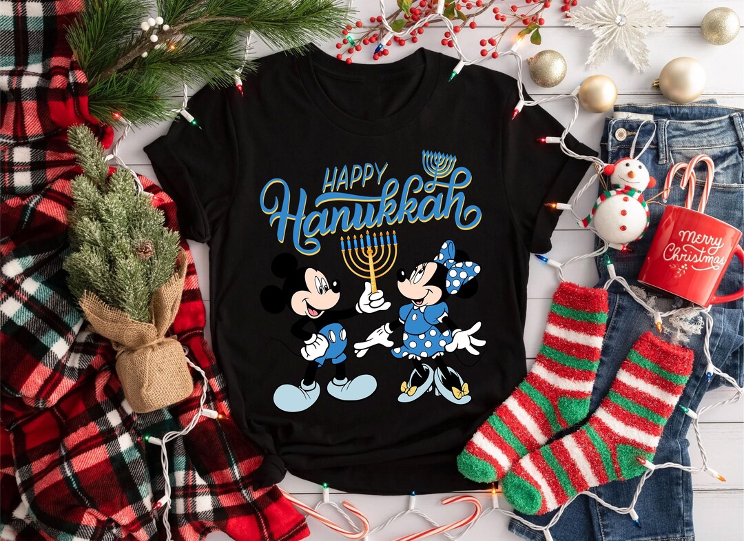 Disney Mickey and Minnie Mouse Happy Hanukkah Shirts, Chanukah Menorah ...