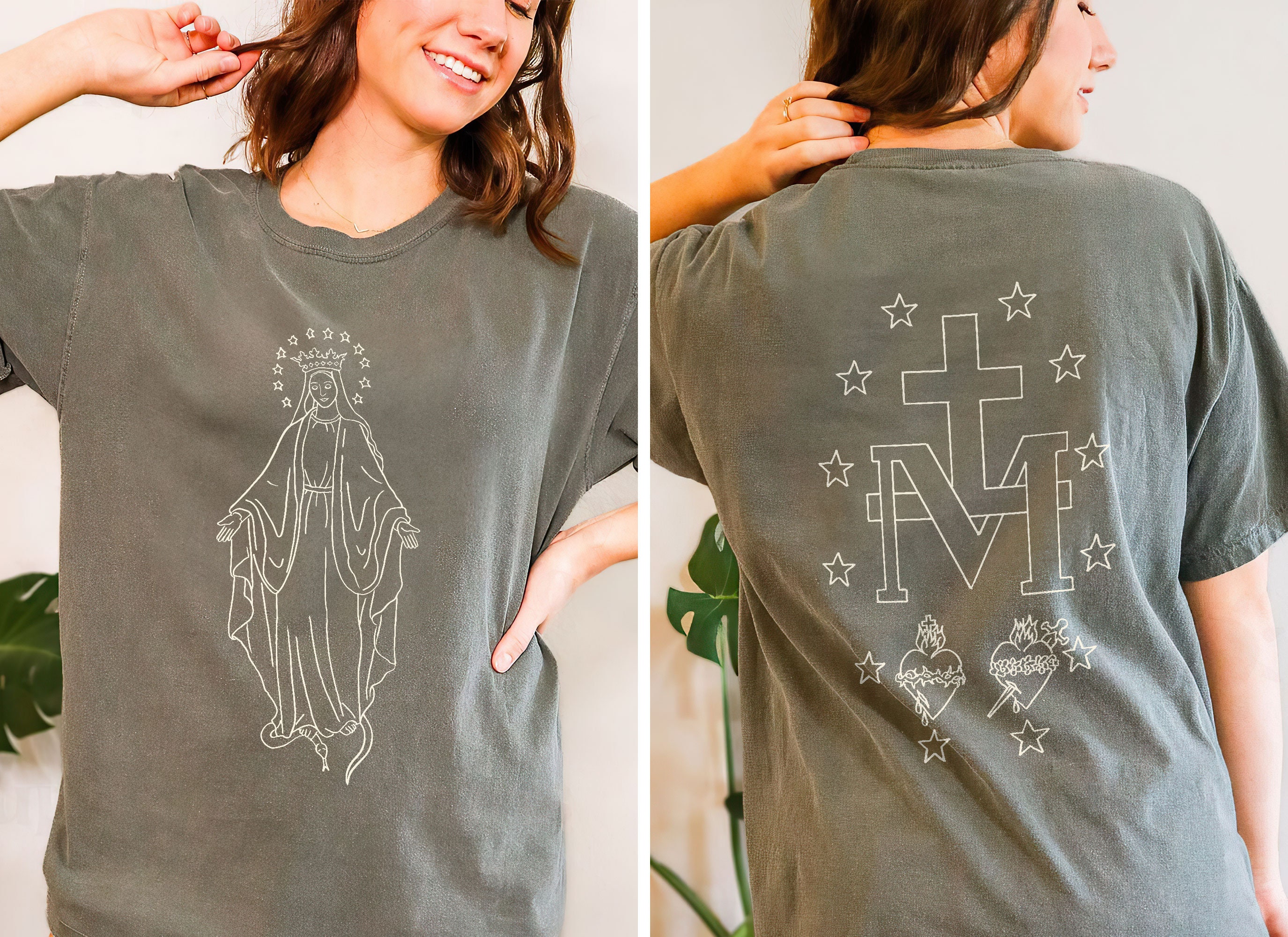 Catholic Shirt Virgin Mary Traditional Catholic Shirts, Marian Cross ...